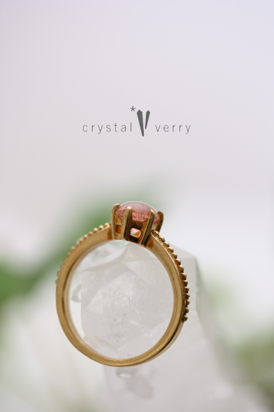 18金 イエローゴールド ストロベリークォーツ リング - crystal 18金 イエローゴールド ストロベリークォーツ リング - crystal
