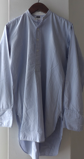 1940s Vintage British CC41 Stripe Collarless Shirt ヴィ 1940s Vintage British CC41 Stripe Collarless Shirt ヴィ