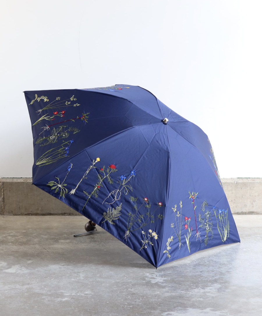 muuc / ボタニカル刺繍 折りたたみ傘(晴天・雨天兼用 muuc / ボタニカル刺繍 折りたたみ傘(晴天・雨天兼用