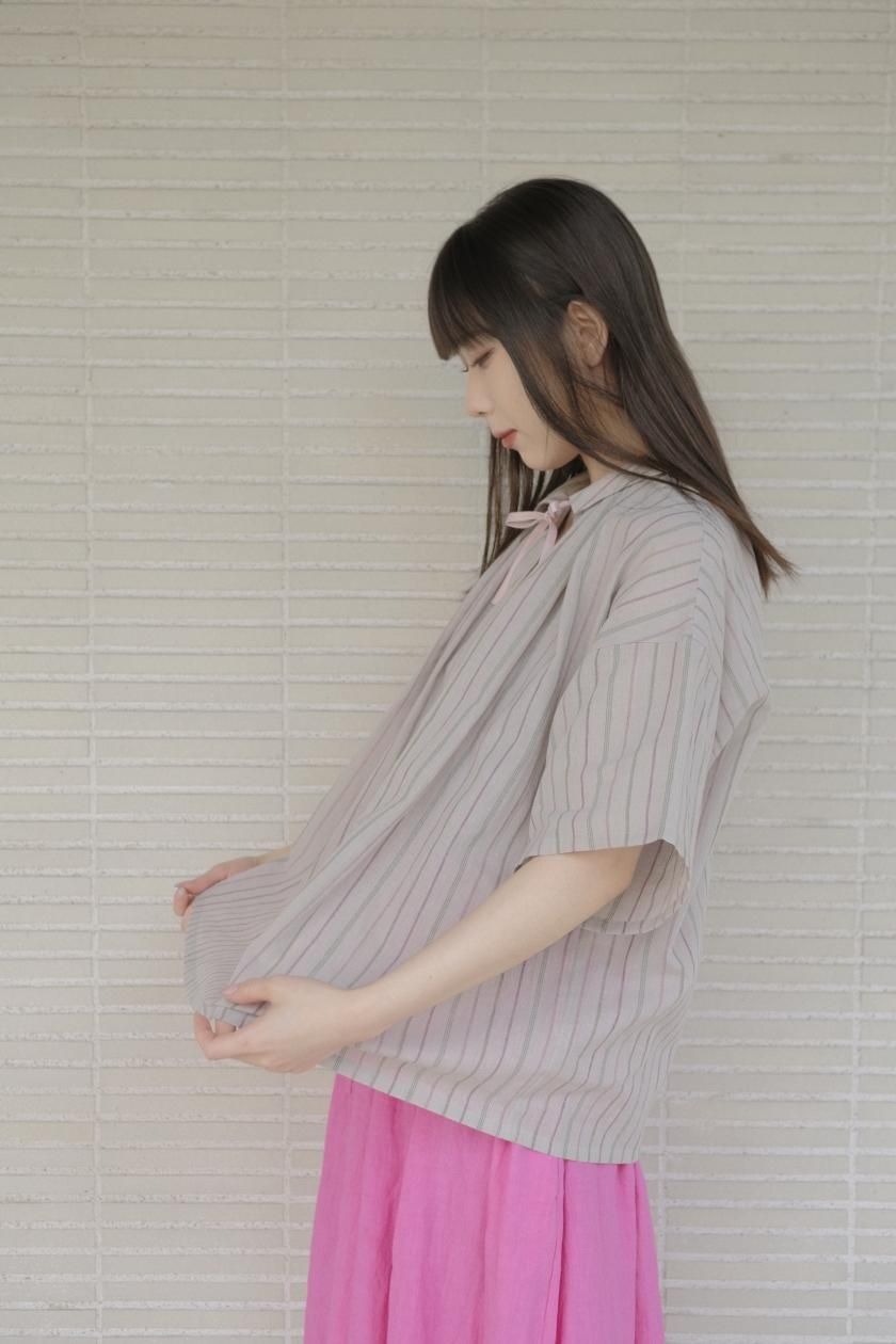 atelier naruse | コットンリネン マルチストライプ スモック atelier naruse | コットンリネン マルチストライプ スモック
