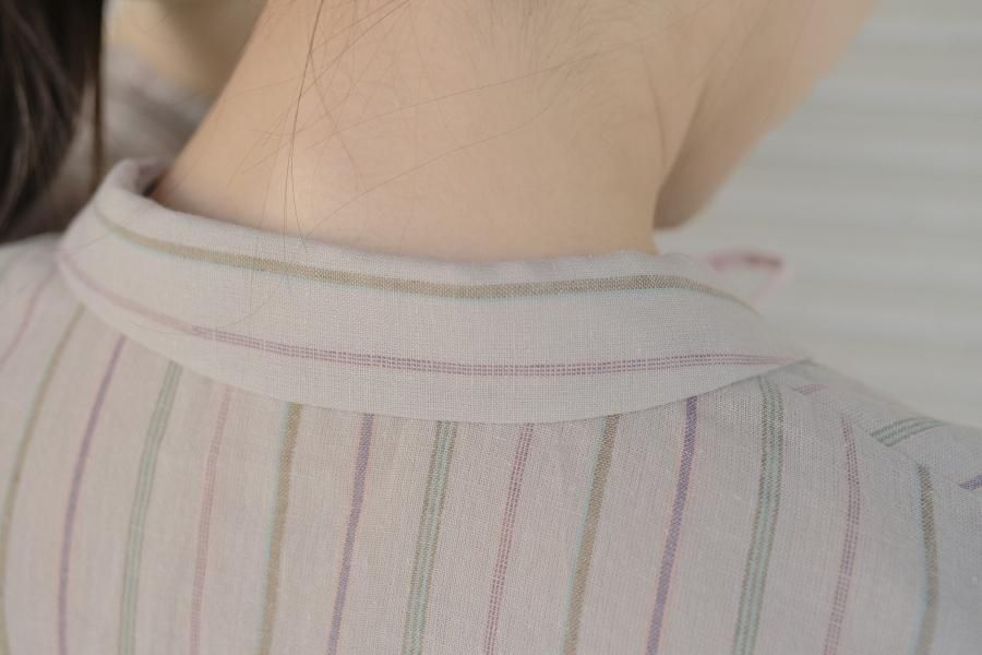 atelier naruse | コットンリネン マルチストライプ スモック atelier naruse | コットンリネン マルチストライプ スモック