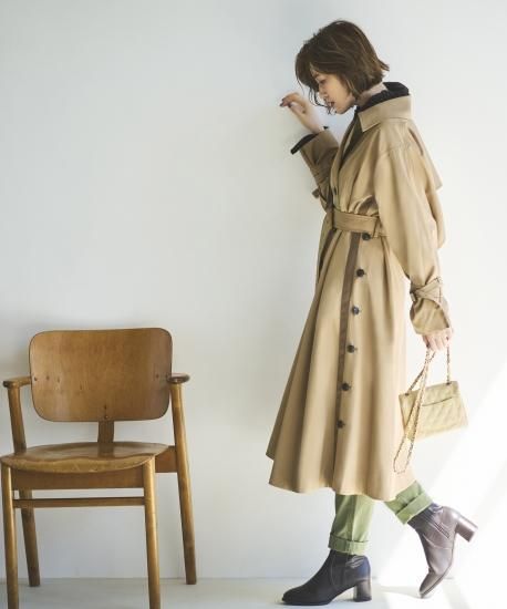 サイドラインロングトレンチコート「K1055」-RUIRUE BOUTIQUE サイドラインロングトレンチコート「K1055」-RUIRUE BOUTIQUE
